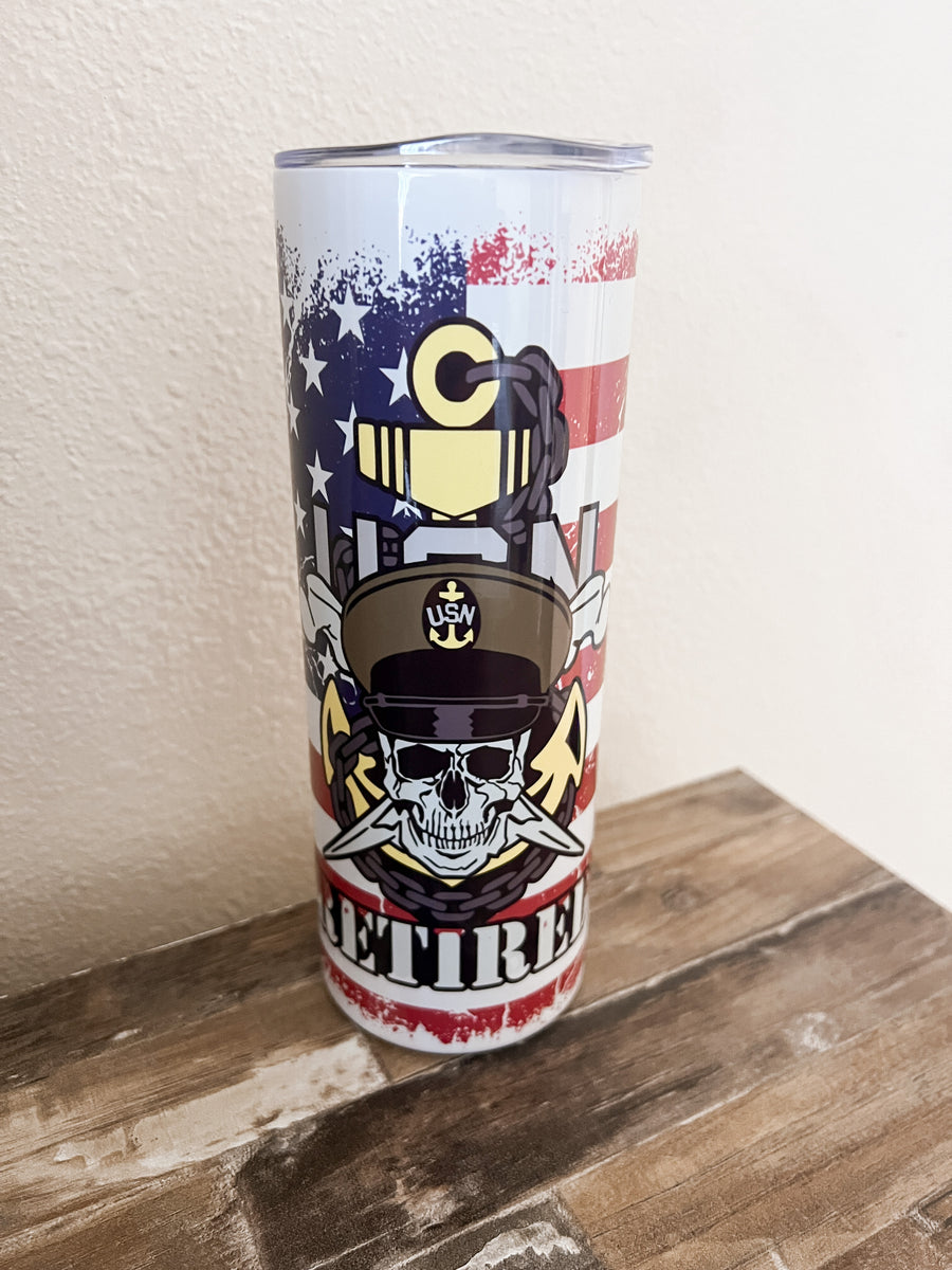 USN RETIRED CHIEF Tumbler – Oh My Jeez Designs